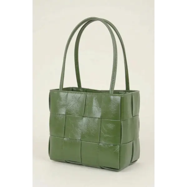 MODENAIRE Woven Leather Crossbody Shoulder Bag - Olive Green