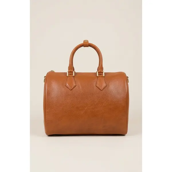 MODENAIRE Leather Boston Bag With Top Handles - Cognac Brown
