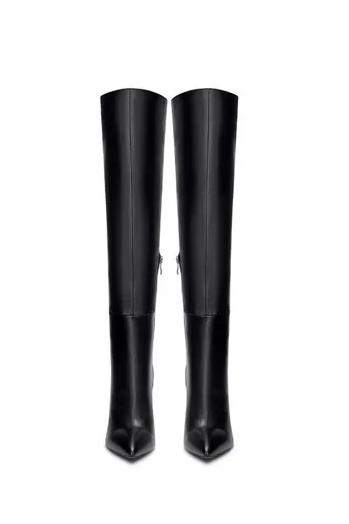 FEMME Paris Knee-high Zip Up Pointed Toe High Heel Boots