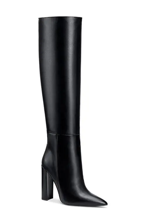 Femme La Paris Pointed Toe Knee High Block Heel Boots