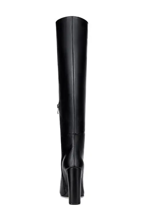 Femme La Paris Pointed Toe Knee High Block Heel Boots