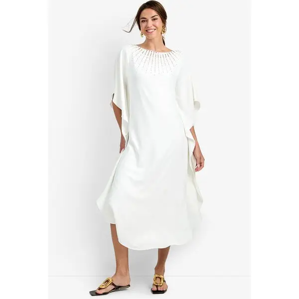 Trina Turk Neena Embellished Caftan Dress - Whitewash