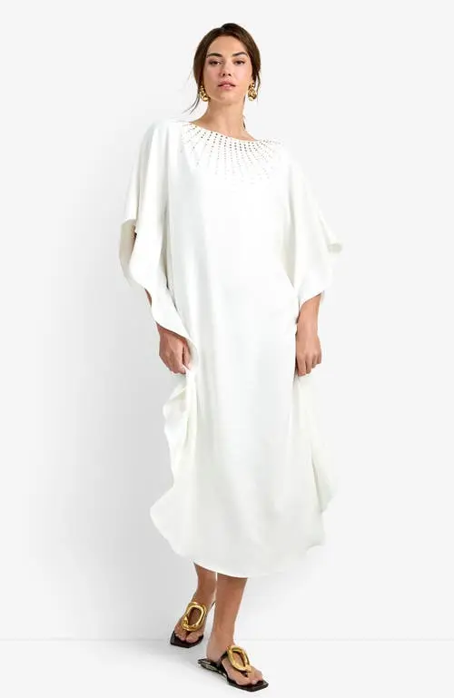 Trina Turk Neena Embellished Caftan Dress - Whitewash