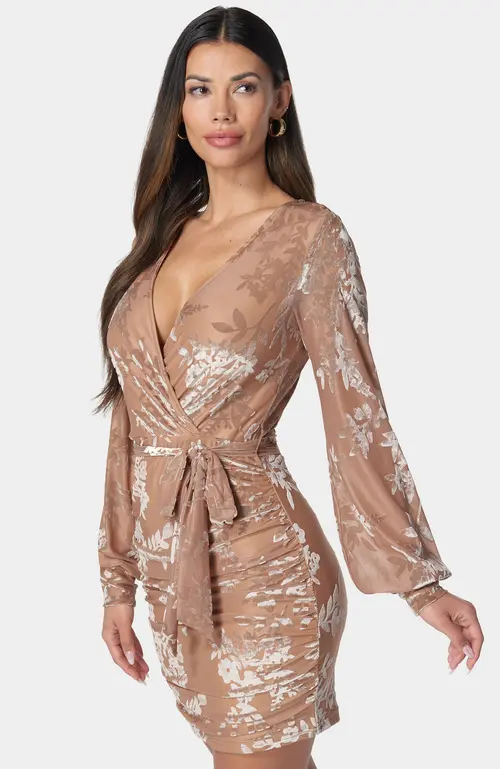 Bebe Surplice Velvet Burnout Mini Dress