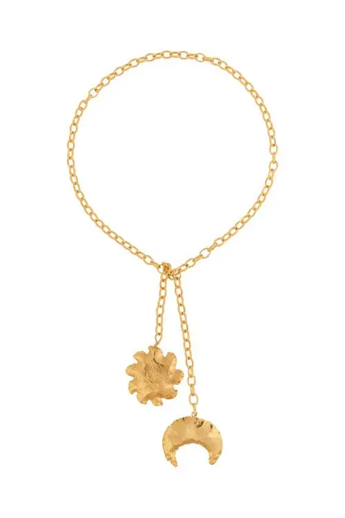 Sylvia Toledano Sol Y Luna" Plated Brass Necklace With Sun And Moon Pendants - Gold