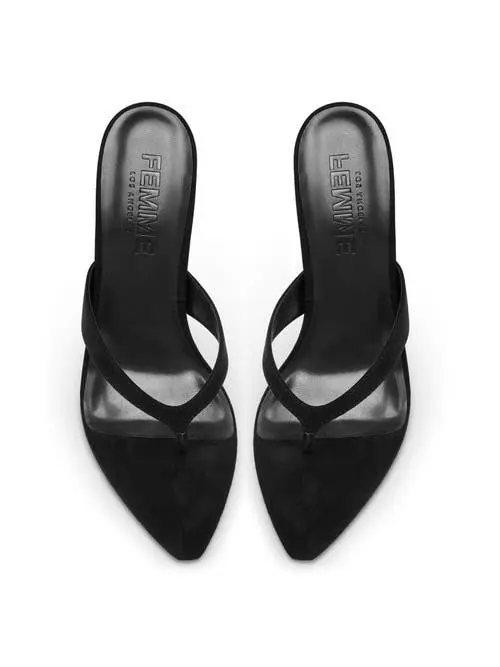 FEMME Tokyo Thong Stiletto Sandal - Black