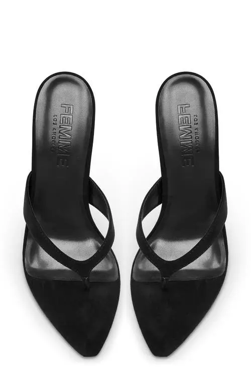 Femme La Tokyo Pointed Toe Stiletto Sandal - Black
