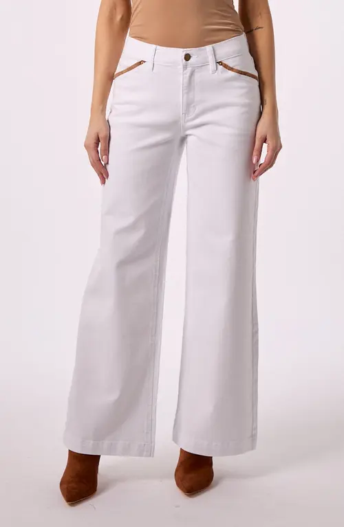 BLUE REVIVAL Sadie Mid Rise Wide Leg Jeans - White