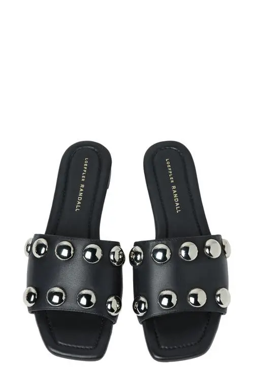 LOEFFLER RANDALL Hayes Studded Slide Sandal - Black/silver
