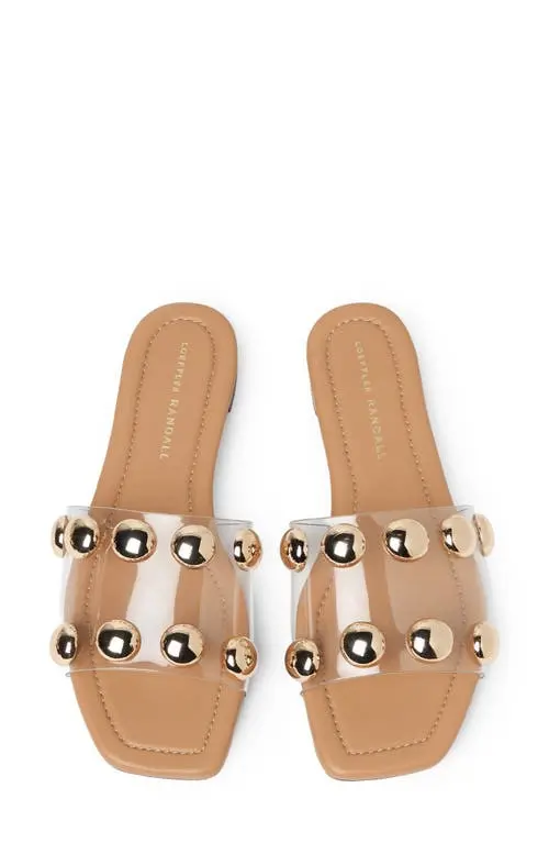 LOEFFLER RANDALL Hayes Studded Slide Sandal - Clear/dune/champagne