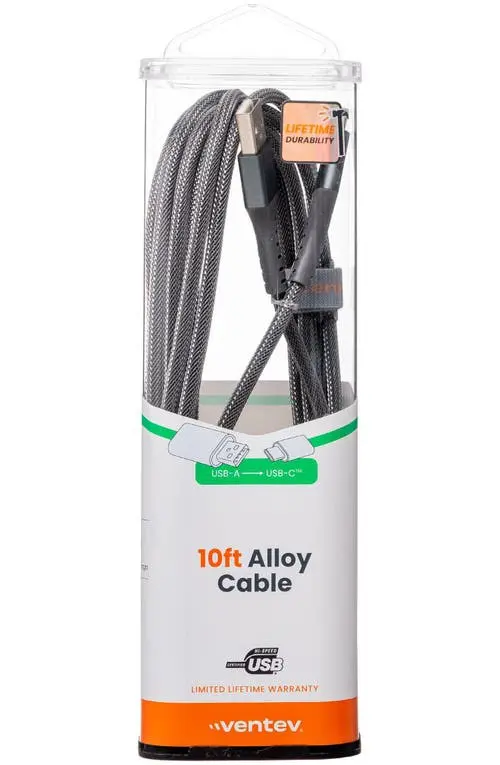 VENTEV Alloy Usb-a To Usb-c High Speed Ultradurable 10 Foot Cable