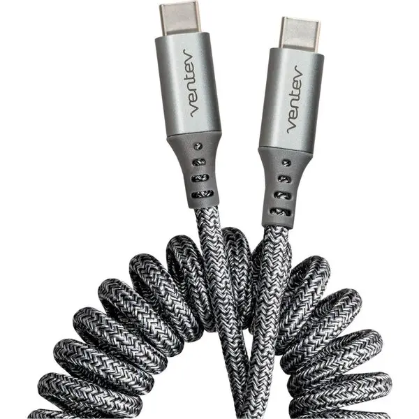 VENTEV Helix Usb-c To Usb-c High Speed Travel 3 Foot Cable - Gray