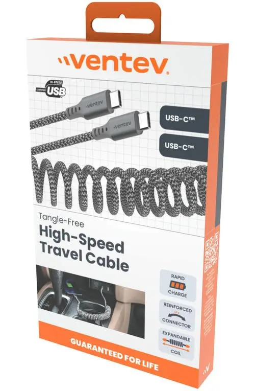 VENTEV Helix Usb-c To Usb-c High Speed Travel 3 Foot Cable