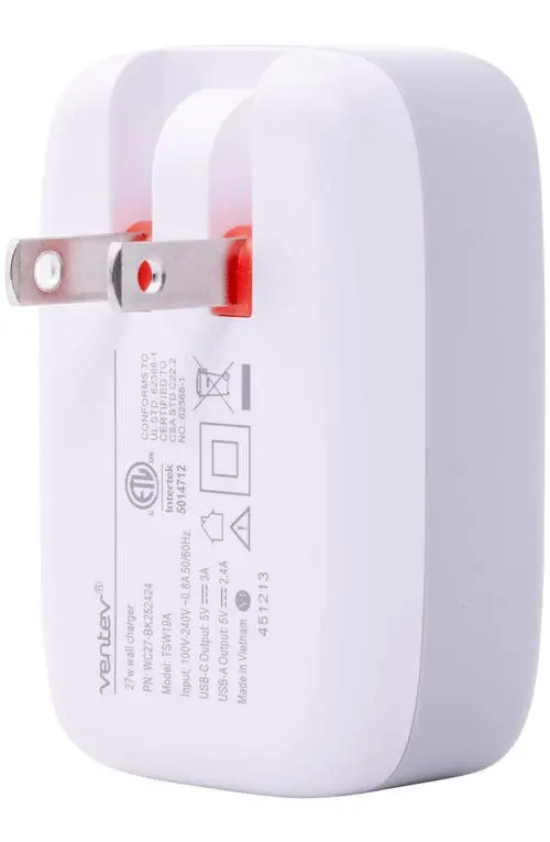VENTEV 27w Dual Usb-c And Usb-a Wall Charger