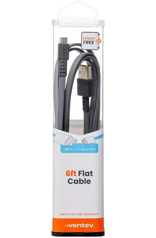 VENTEV Flat Usb-a To Micro-usb High Speed Tangle-free 6 Foot Cable