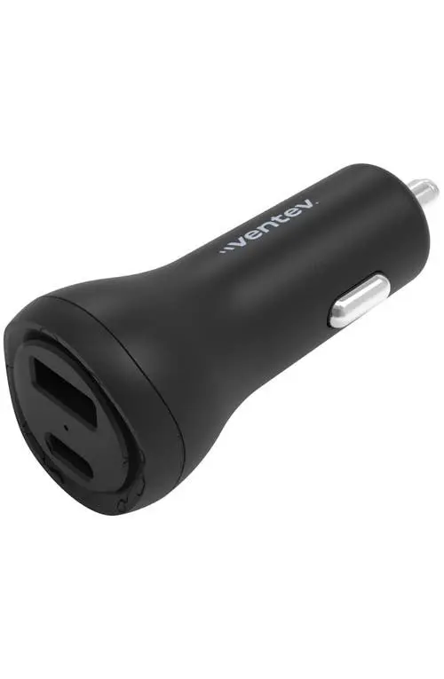 VENTEV 32w Ultrafast Usb-c And Usb-a Universal Dual Car Charger - Black