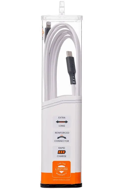 VENTEV Flat Usb-c To Apple Lightning High Speed Tangle-free 6 Foot Cable - White