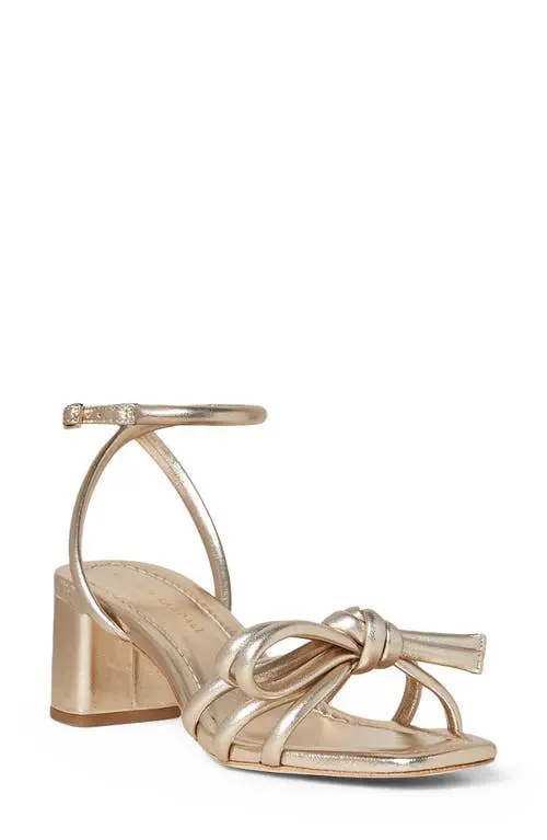 LOEFFLER RANDALL Metallic Ankle Strap Block Heel Sandal - Champagne