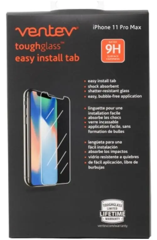 VENTEV Toughglass Easy Install Tab Tempered Glass Screen Protector For Apple Iphone 11 Pro Max / Xs Max - Clear