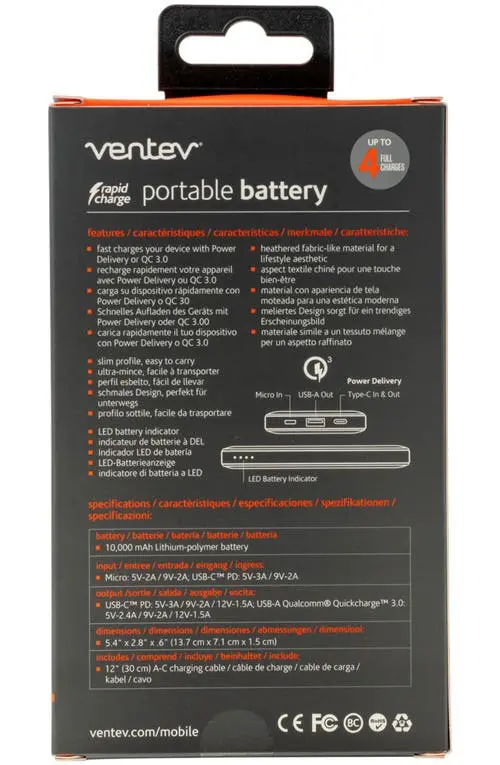 VENTEV 10k Mah Portable Battery