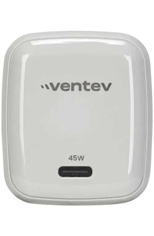 VENTEV 45w Ultrafast Usb-c Universal Gan Mini Wall Charger And 240w Usb-c To Usb-c Cable - White