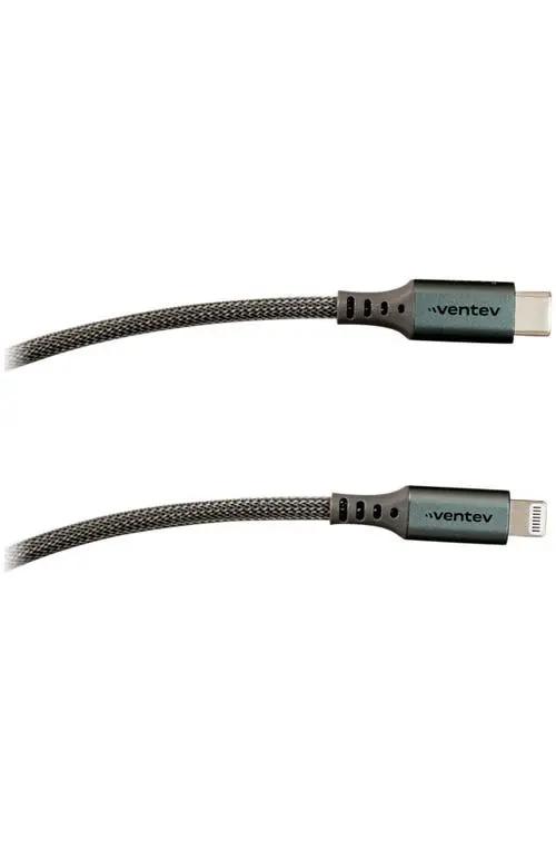 VENTEV Alloy Usb-c To Apple Lightning High Speed Ultradurable 10 Foot Cable - Grey