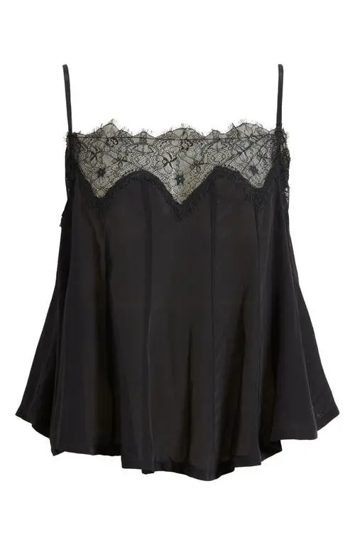 Free People Eyelash Lace Satin Camisole - Black