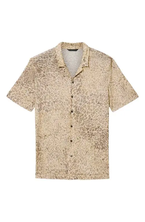 John Varvatos Castoro Leopard Pattern Knit Camp Shirt