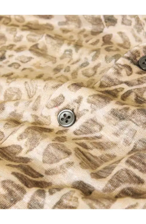 John Varvatos Castoro Leopard Pattern Knit Camp Shirt