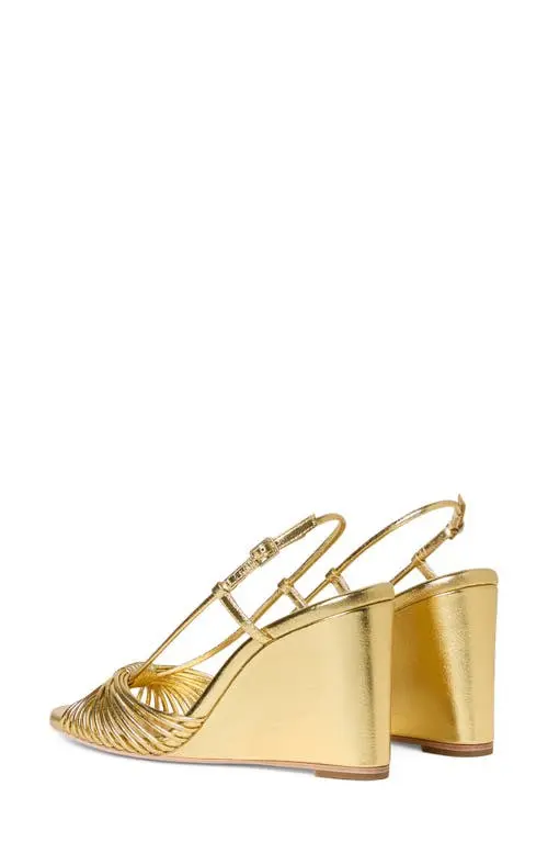 LOEFFLER RANDALL Marren Metallic Leather Slingback Wedge Sandal