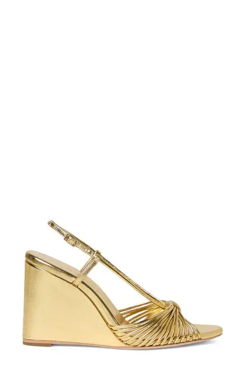 LOEFFLER RANDALL Marren Metallic Leather Slingback Wedge Sandal