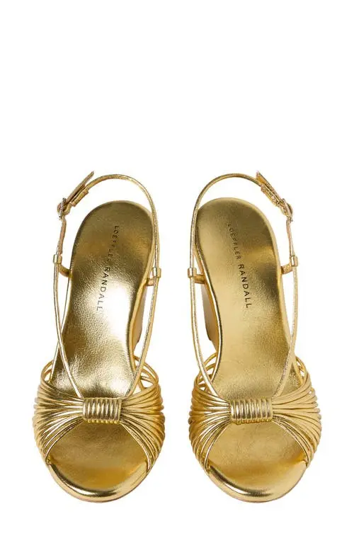 LOEFFLER RANDALL Marren Metallic Leather Slingback Wedge Sandal