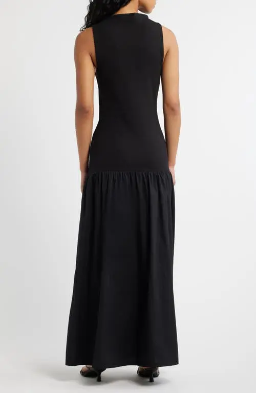 Topshop Drop Waist Mixed Media Maxi Dress