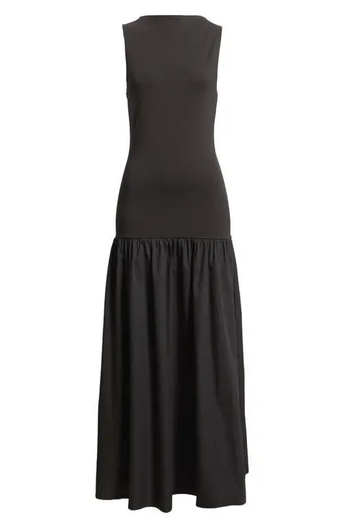 Topshop Drop Waist Mixed Media Maxi Dress
