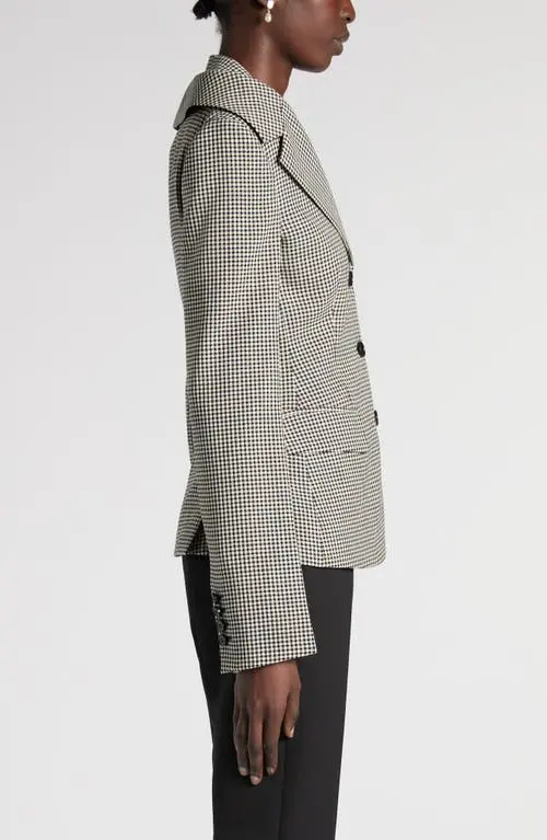 Alexander McQueen Houndstooth Off-the-shoulder Wool Harness Jacket