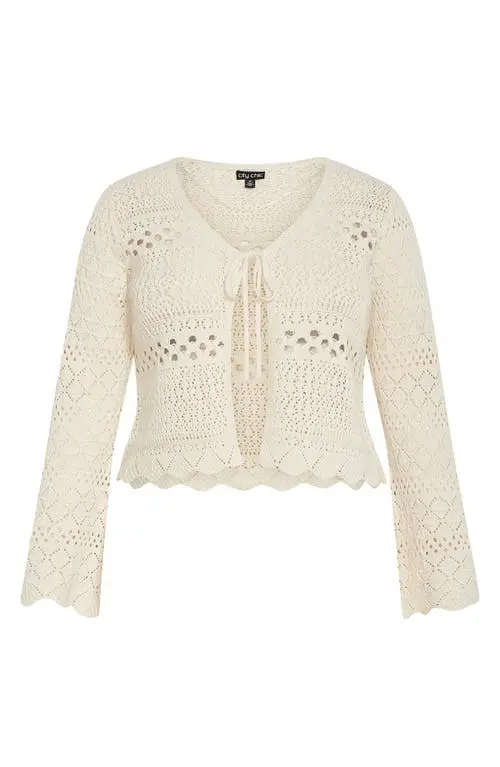 City Chic Tie Front Open Stitch Cardigan