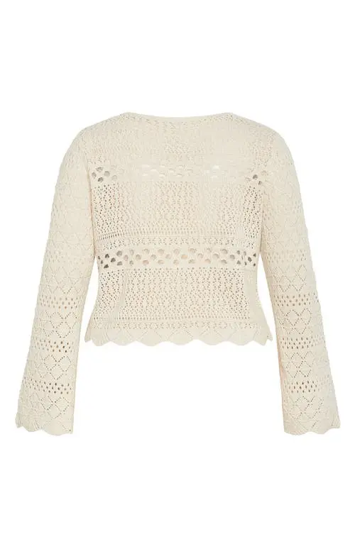City Chic Tie Front Open Stitch Cardigan