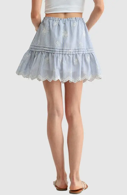 ALL IN FAVOR Embroidered Pintuck Cotton Mini Skirt