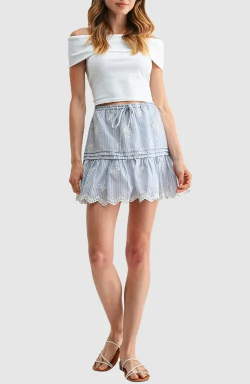 ALL IN FAVOR Embroidered Pintuck Cotton Mini Skirt