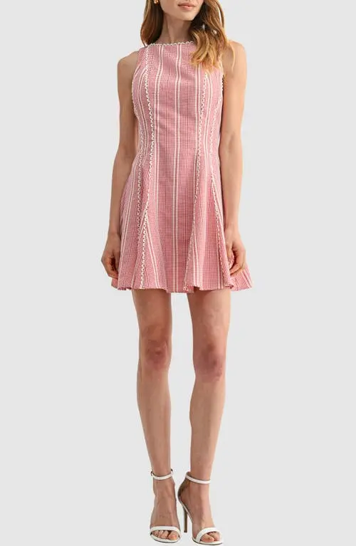 ALL IN FAVOR Embroidered Fit & Flare Mini Dress