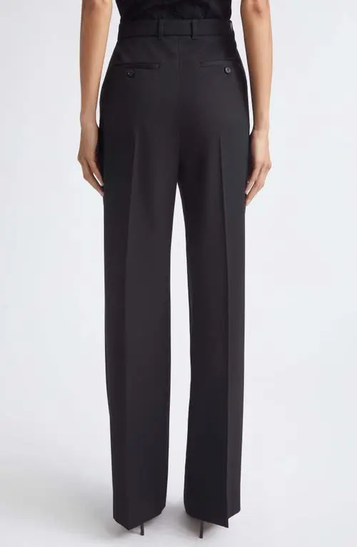 Alexander McQueen High Waist Wool Grain De Poudre Straight Leg Trousers - Black