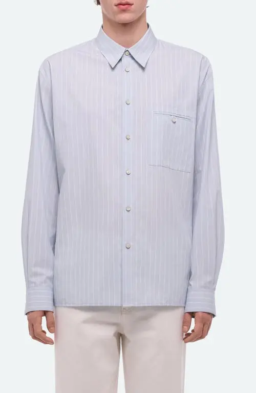 Helmut Lang Relaxed Fit Stripe Button-up Shirt - Light Blue Multi
