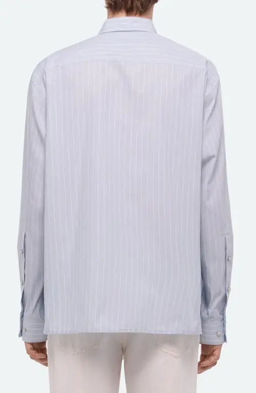 Helmut Lang Relaxed Fit Stripe Button-up Shirt - Light Blue Multi