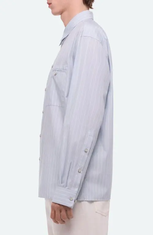 Helmut Lang Relaxed Fit Stripe Button-up Shirt - Light Blue Multi