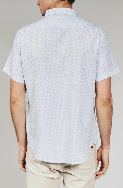 7 Diamonds Callisto Geo Print Textured Short Sleeve Stretch Button-up Shirt - Stone Blue