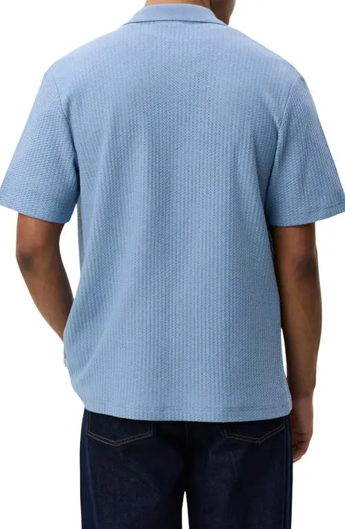 LES DEUX Pointelle Short Sleeve Cardigan - Faded Denim Blue