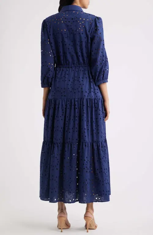 Julia Jordan Cotton Eyelet Maxi Shirtdress