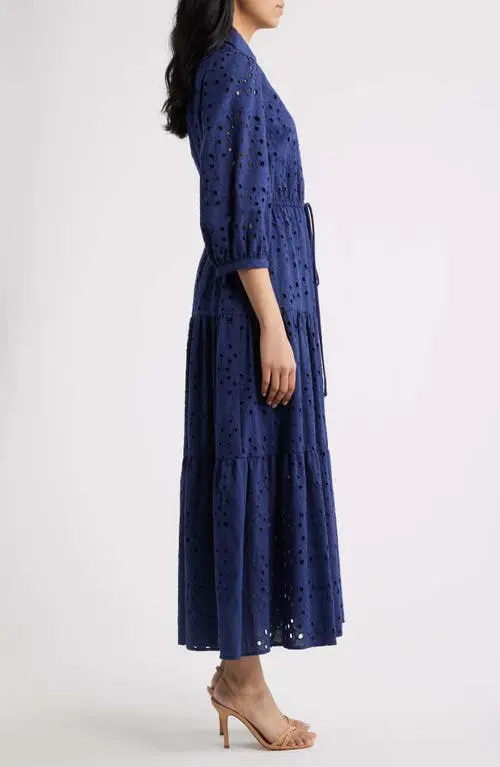 Julia Jordan Cotton Eyelet Maxi Shirtdress