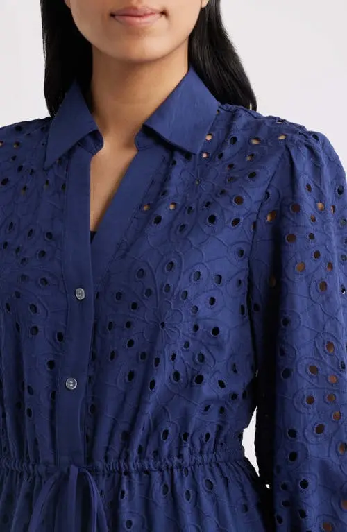 Julia Jordan Cotton Eyelet Maxi Shirtdress