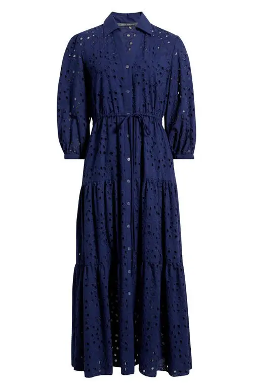 Julia Jordan Cotton Eyelet Maxi Shirtdress